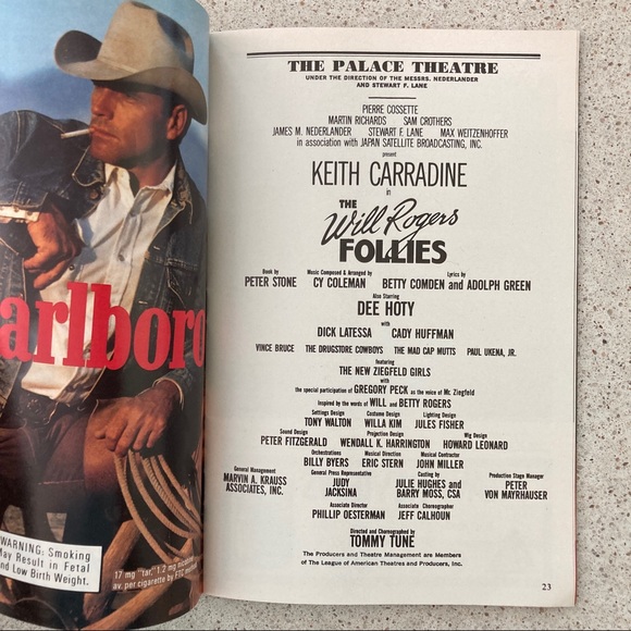 Playbill | Other | New Playbill The Will Rogers Follies Keith Carradine Dee Hoty Cady Huffman 20 ...